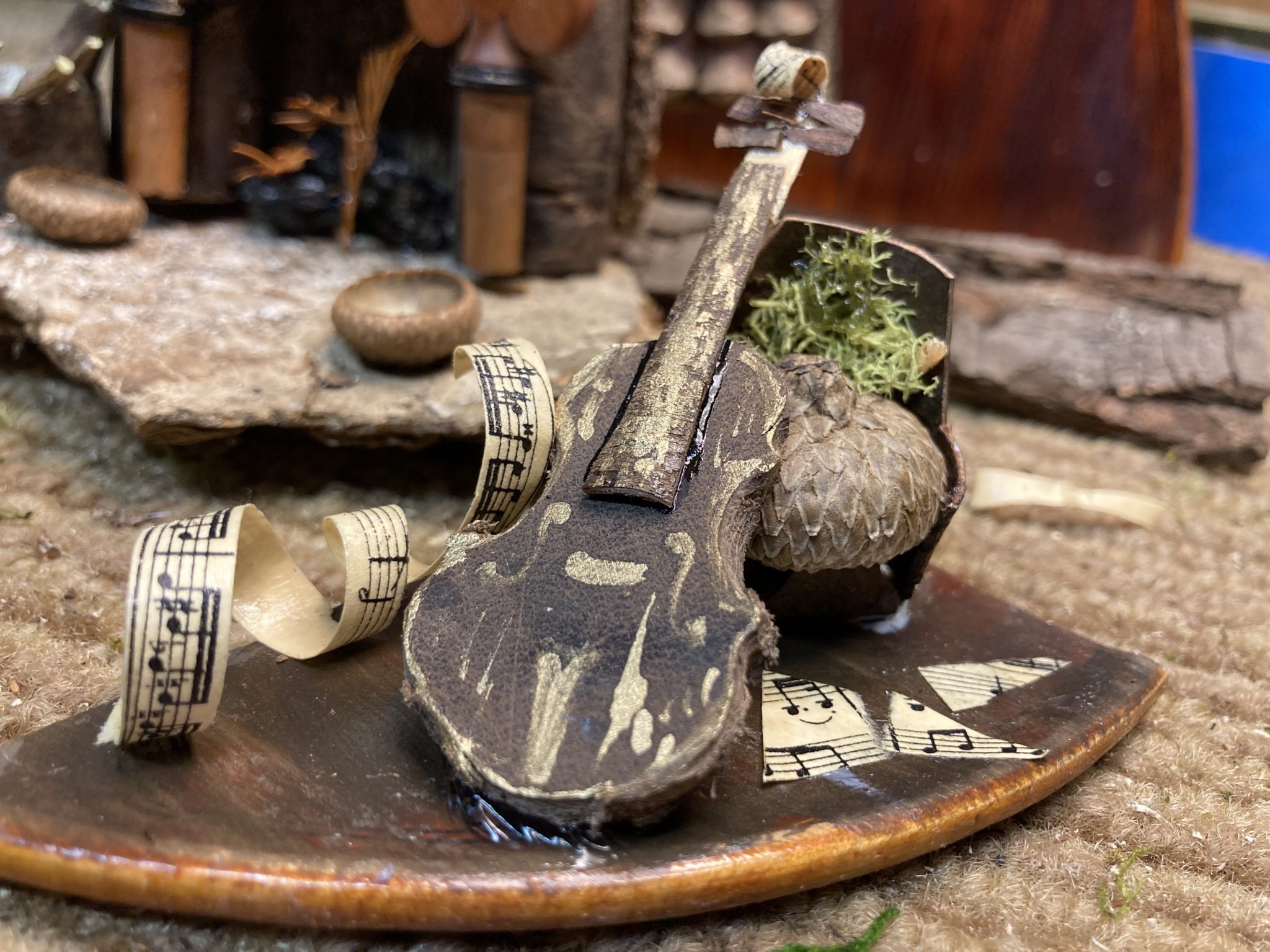 Fairies move into a cello house along the Enchanted Woodland Trail